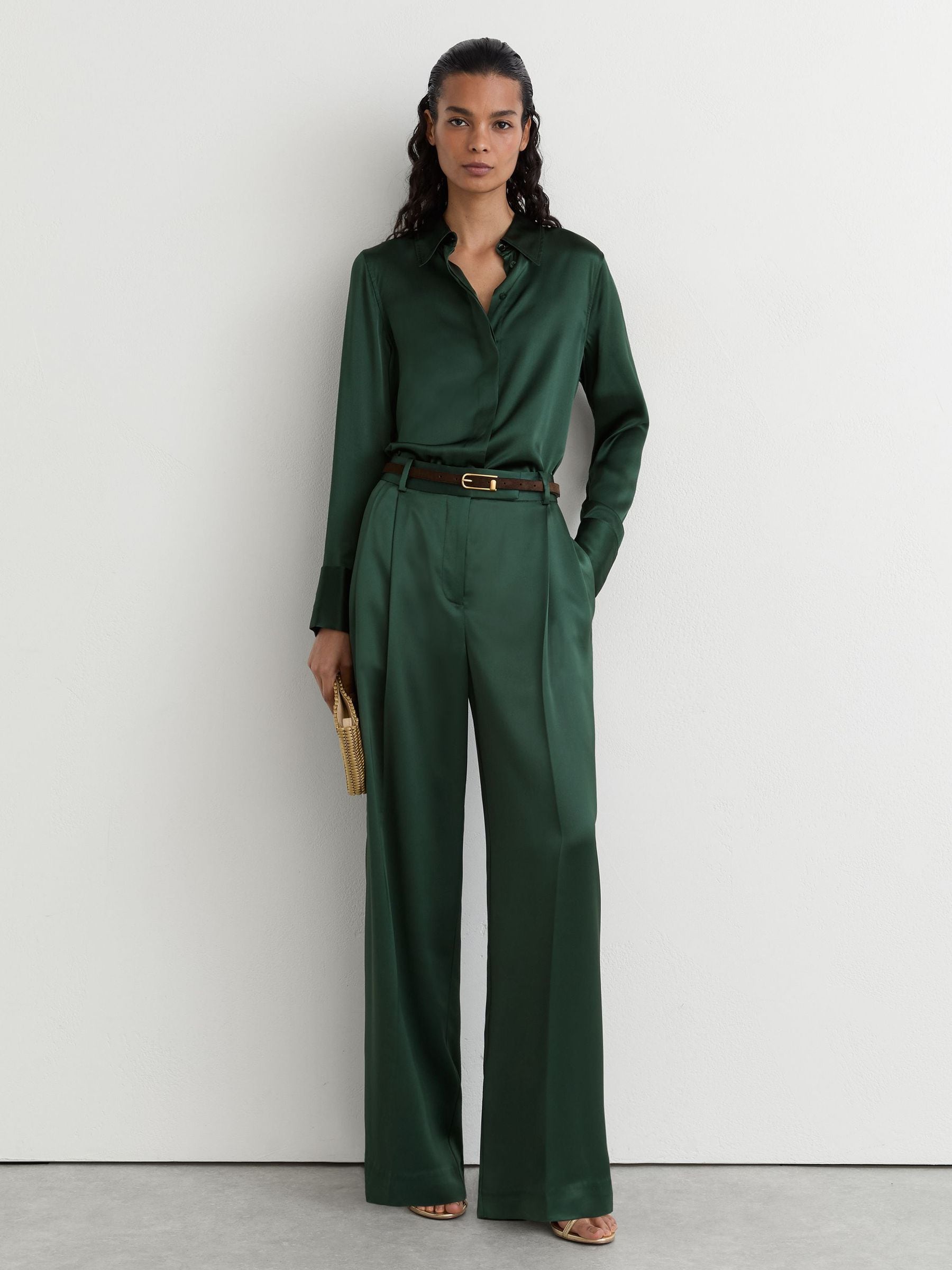 REISS Ameira Silk-Satin Shirt